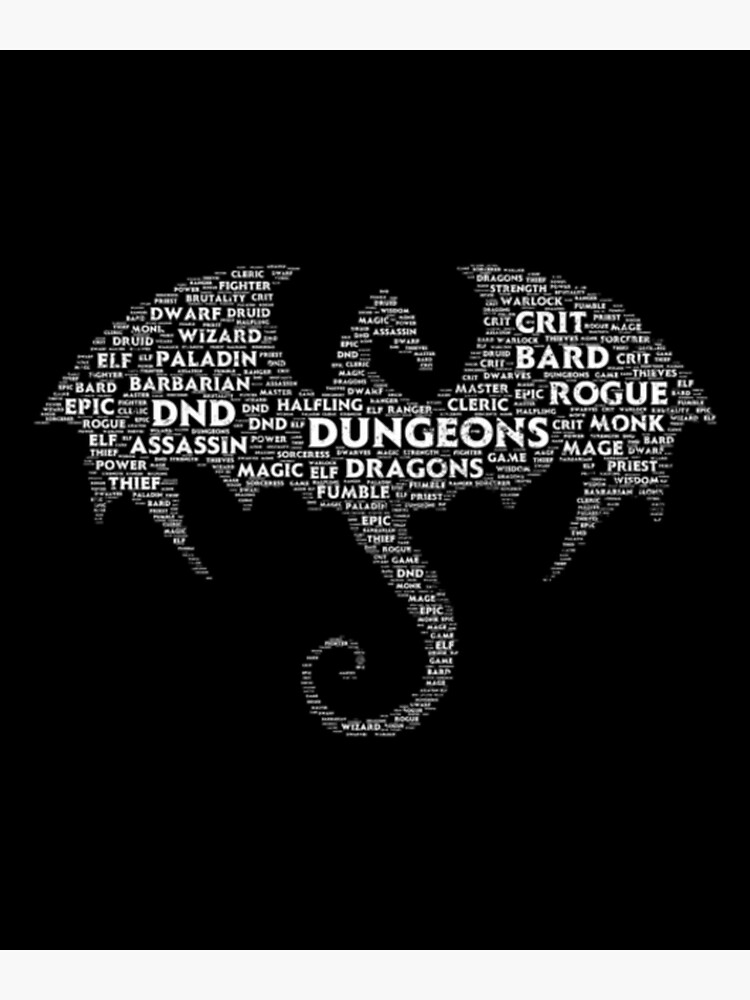 "Dragon Word Art D20 Tabletop Role Playing Game RPG" Poster for Sale by ...