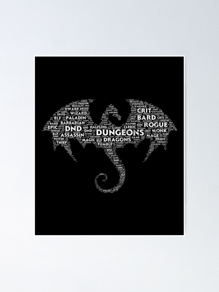 "Dragon Word Art D20 Tabletop Role Playing Game RPG" Poster for Sale by ...