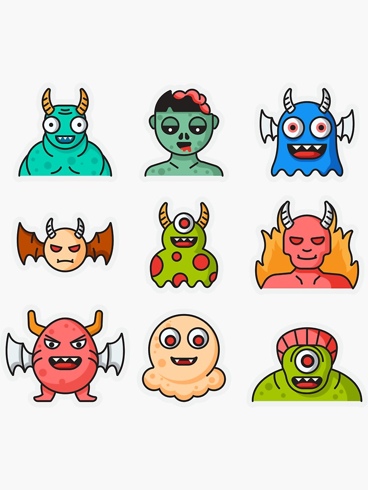 "Halloween Monster Stickers" Sticker for Sale by Kamaruj | Redbubble