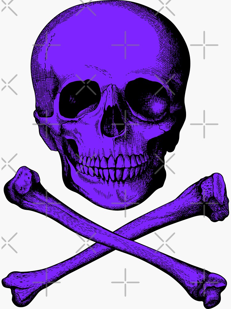 "Purple Skull and Crossbones" Sticker for Sale by cartoon | Redbubble