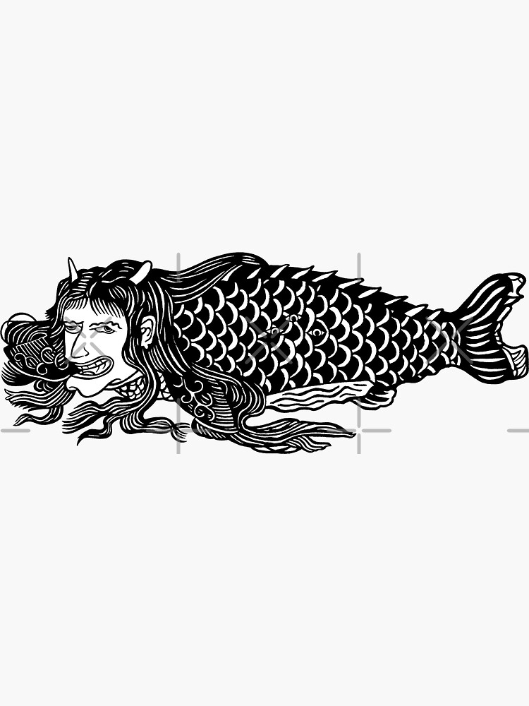 "Ningyo the sea creature from Japanese mythology" Sticker for Sale by ...