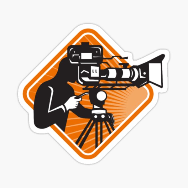 "film crew cameraman shooting filming camera" Sticker for Sale by ...