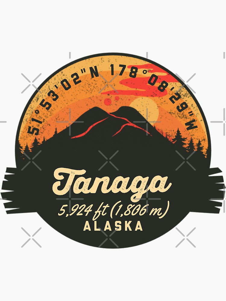 "Tanaga Volcano Souvenir Badge Alaska" Sticker for Sale by mountainfad ...