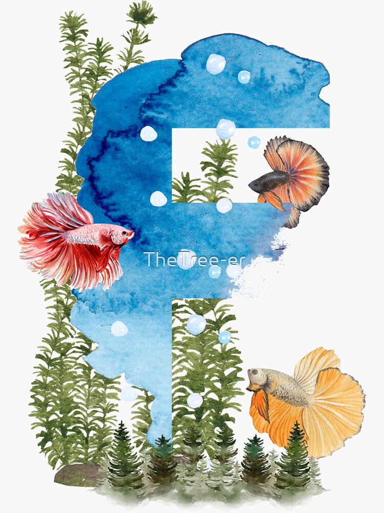 "Letter F | ABC Aquarium Betta Collection" Sticker for Sale by TheTree ...