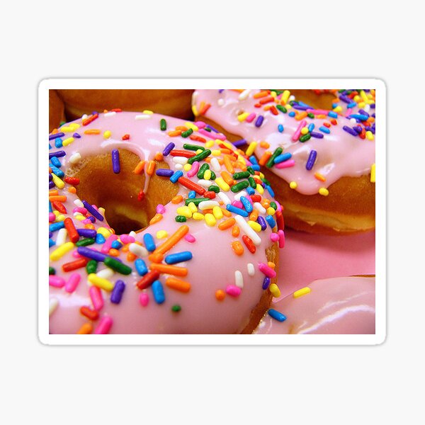 "Tasty Pink Candy Donut Novelty " Sticker by Bubble-Designs | Redbubble
