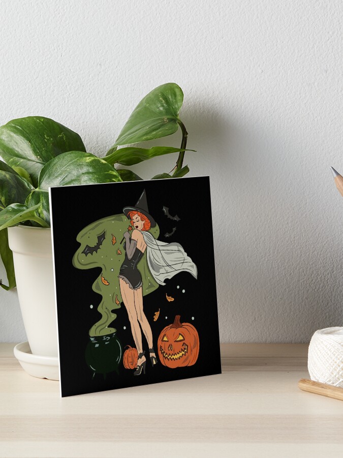 "Vintage Pin-up Girl Witch Halloween " Art Board Print for Sale by ...