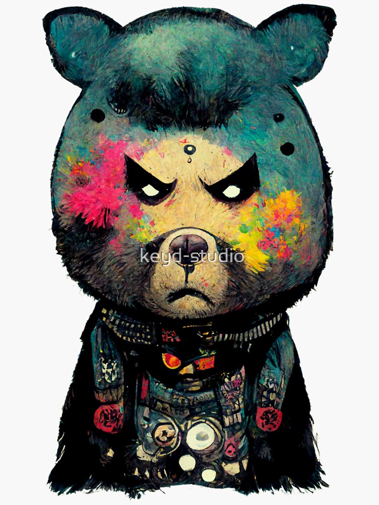 "bat bear street art color" Sticker for Sale by keyd-studio | Redbubble