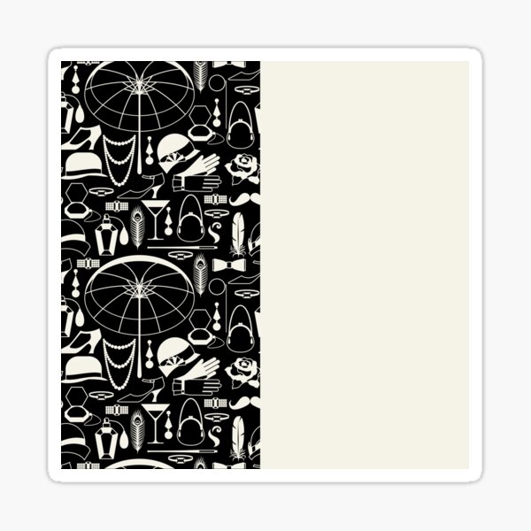 "Black 1920s Vintage Fashion on Antique White Vertical Split" Sticker ...