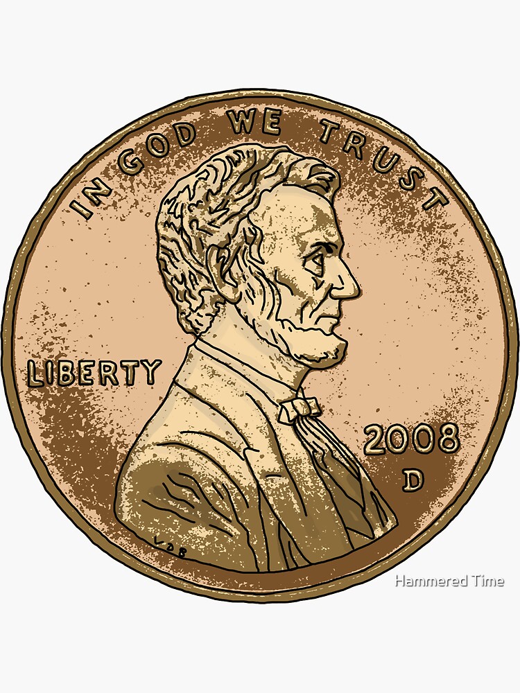 " Abraham Lincoln one cent, Worn effect brown" Sticker for Sale by ...