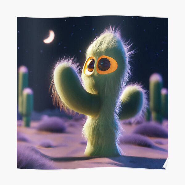 "Cute furry cactus-monster in the Mojave" Poster for Sale by betes ...
