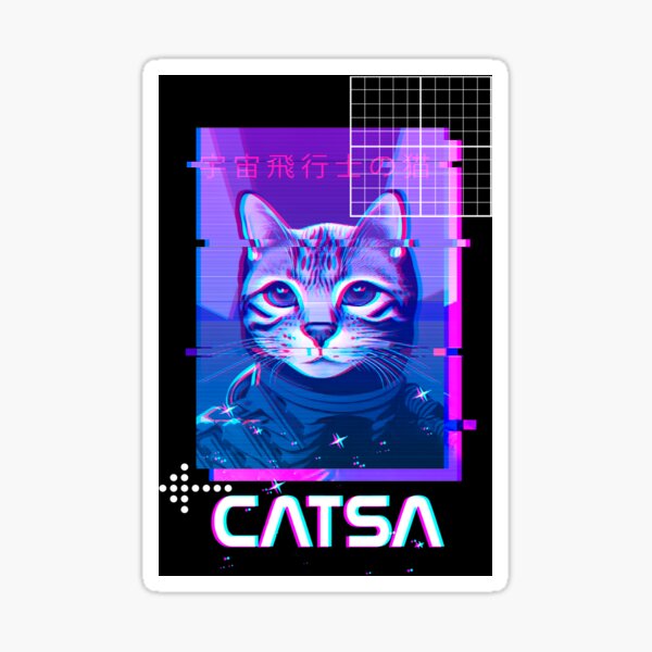 "Vaporwave Cat 3" Sticker for Sale by TheSamuraiCat | Redbubble