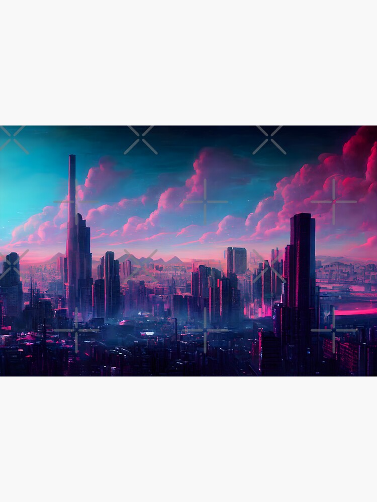 "Vaporwave City" Sticker for Sale by Foodcolored | Redbubble