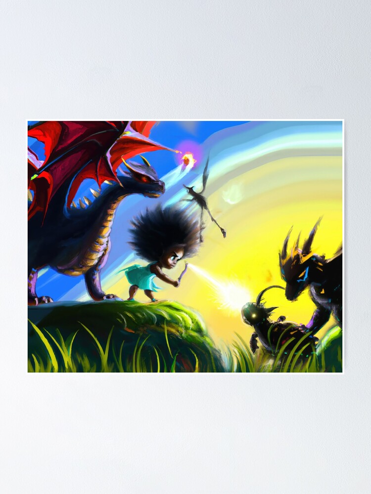 "Girl witch meets dragons in the morning" Poster for Sale by betes ...