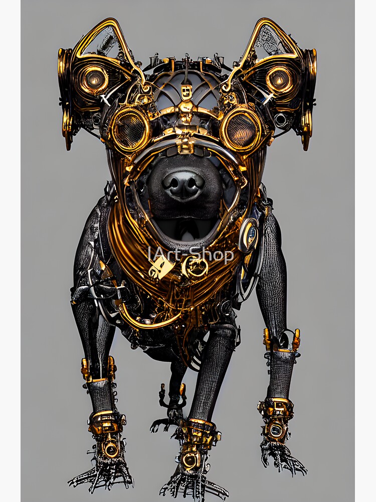"Steampunk dog, cyber, biomechanics, digital art" Sticker for Sale by ...