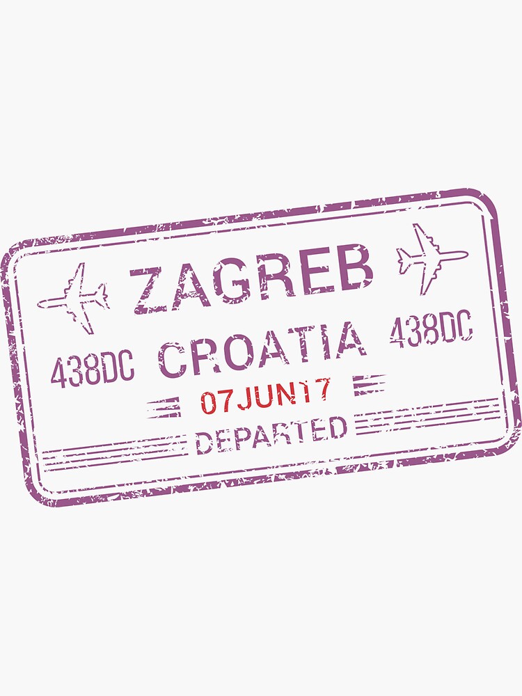 "Croatia, Zagreb - Passport Stamp" Sticker for Sale by Sejmen | Redbubble