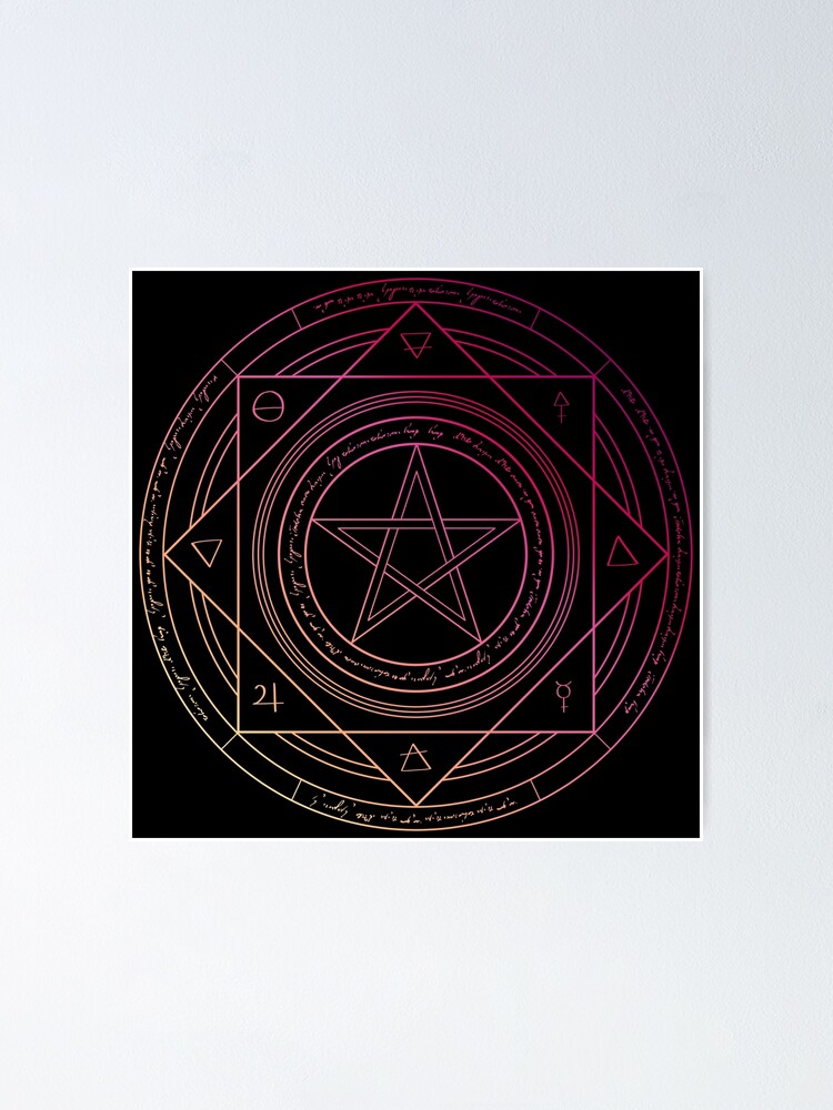 " Pink and Yellow Alchemy Symbols Magic Circle" Poster for Sale by ...