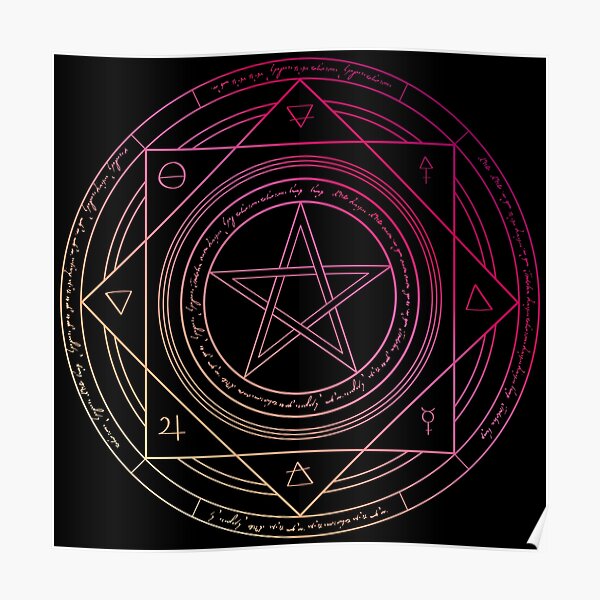 " Pink and Yellow Alchemy Symbols Magic Circle" Poster for Sale by ...