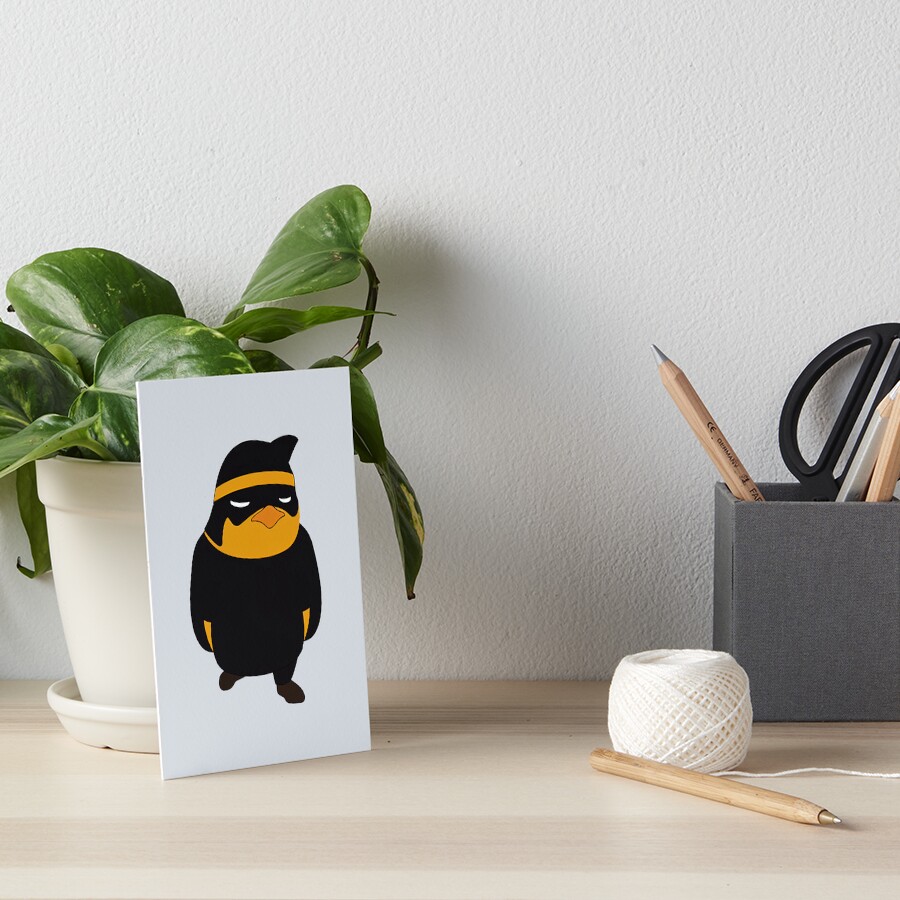 "Slum badass penguin with yellow ribbon in hair" Art Board Print for ...