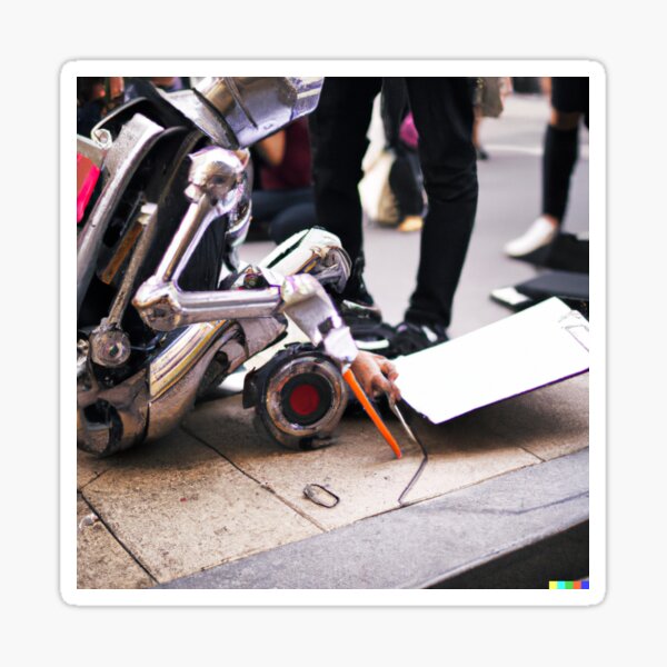 "IA Art - The robot artist dystopian futur" Sticker for Sale by ...