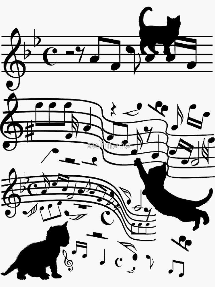 "Cat Playing Clef Notes Piano Music Funny Musical Cats Cute Gift ...