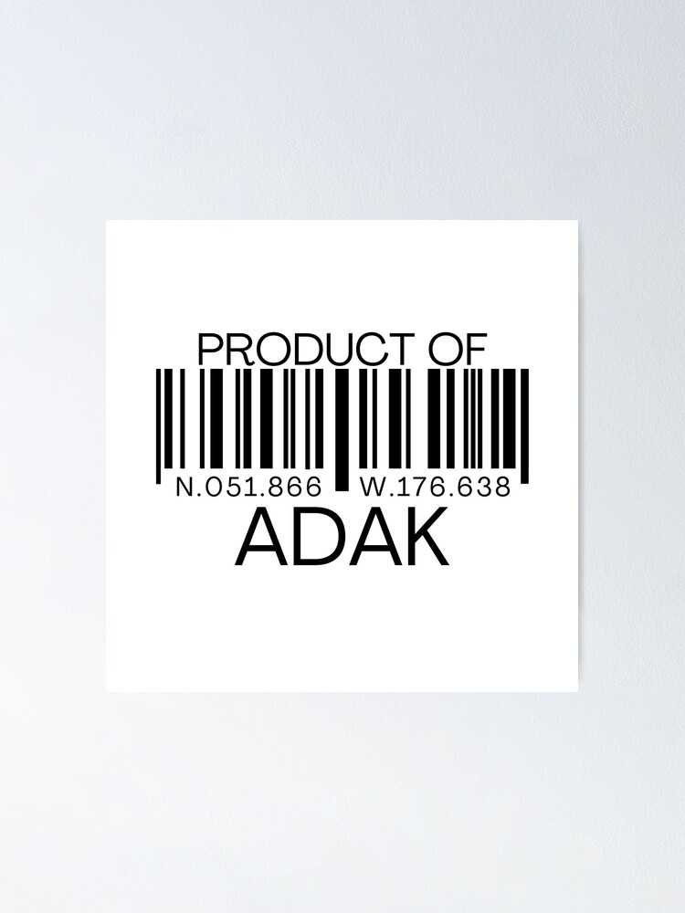 "Adak Alaska Barcode with Latitude and Longitude Coordinates" Poster ...