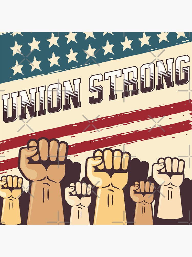 "Union Strong American Flag Labor Proud Union Worker Day" Sticker for ...