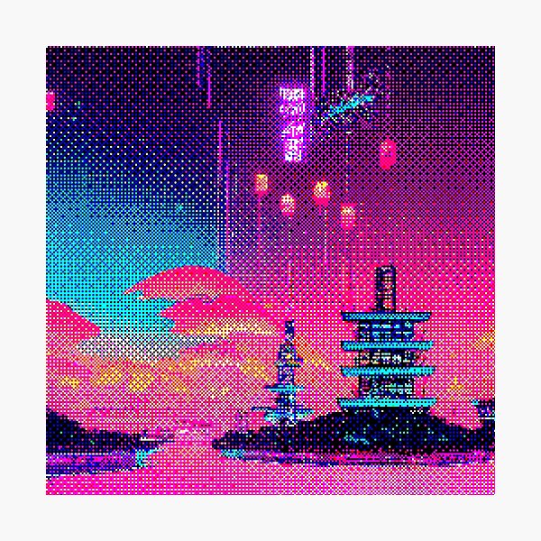 "Pixel Art 8-Bit Cyberpunk Temple" Photographic Print for Sale by ...