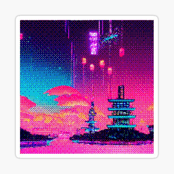 "Pixel Art 8-Bit Cyberpunk Temple" Sticker for Sale by LoudLayerCake ...
