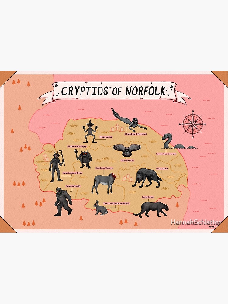 "Cryptids of Norfolk (pink)" Poster for Sale by HannahSchlatter | Redbubble
