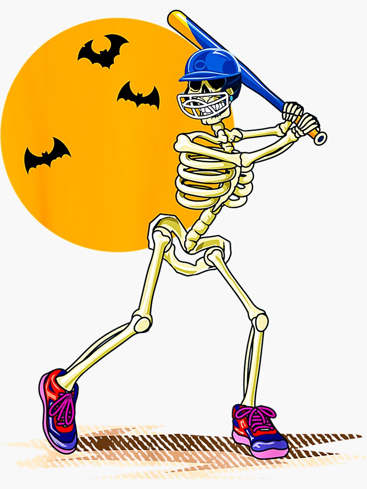 "Baseball Skeleton Halloween" Sticker for Sale by BaseballWorld | Redbubble