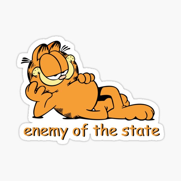 "Garfield enemy of the state" Sticker for Sale by sillynials | Redbubble