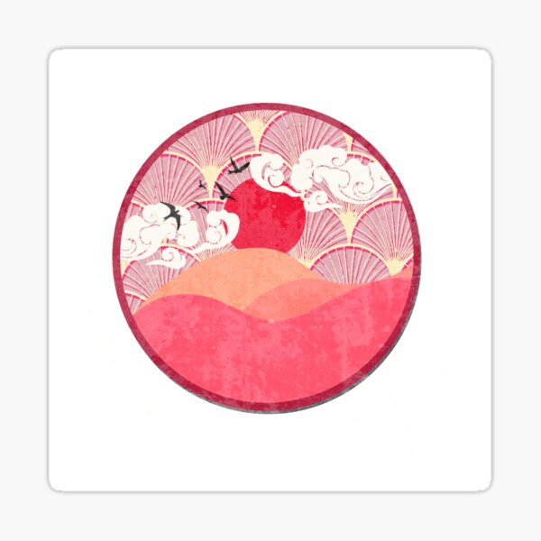 "Japanese landscape " Sticker for Sale by Sunsetcandyart | Redbubble
