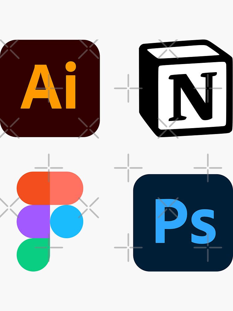 Adobe Illustrator, Notion, Figma, Adobe Phoshop - 4x Design Tool Sticker Pack" Sticker for Sale ...
