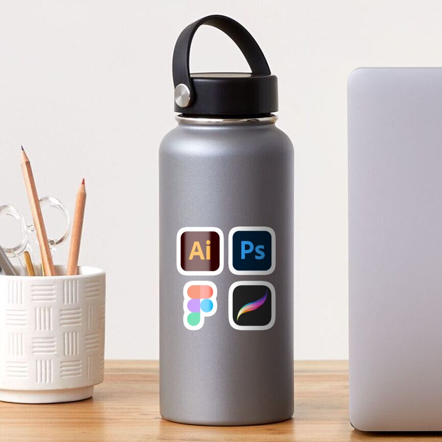 Adobe Illustrator, Photoshop, Figma, Procreate - 4x Design Tool Sticker ...