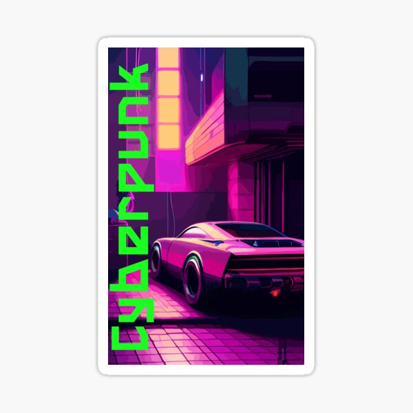 " Cyberpunk Poster Car" Sticker for Sale by DistortedBrain | Redbubble