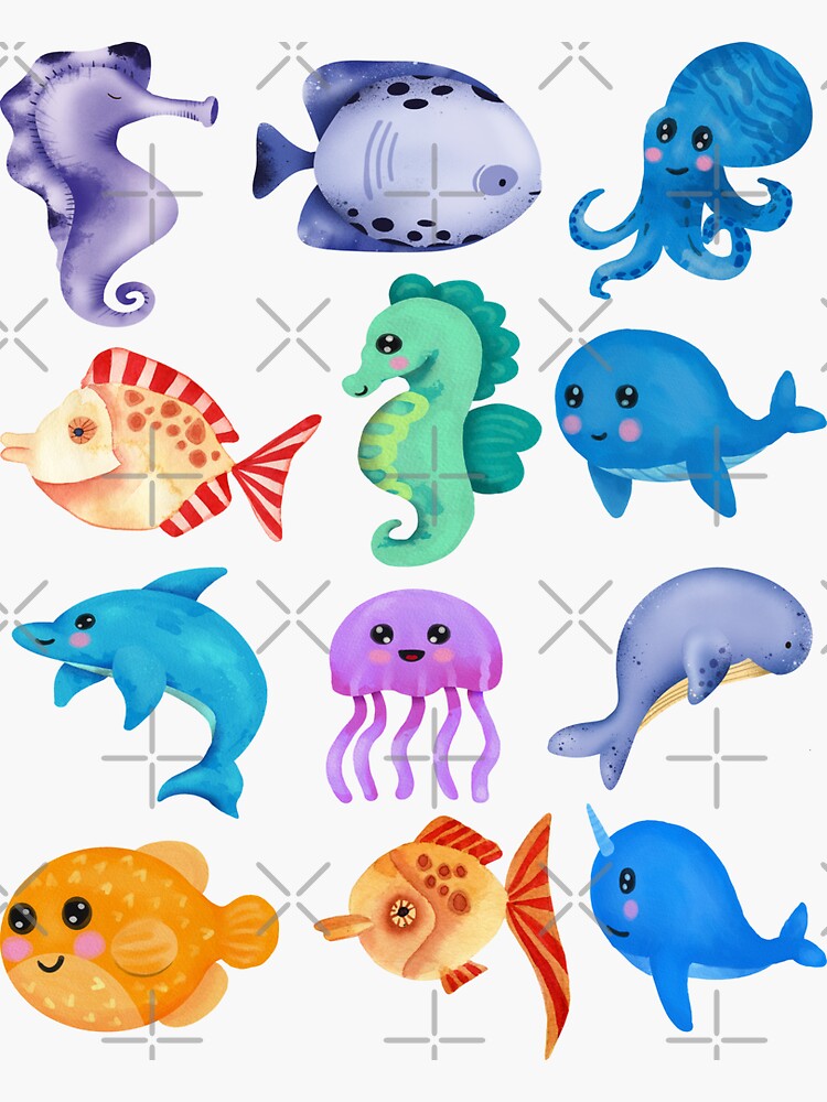 "Watercolor Cute Sea Fish Pack" Sticker for Sale by virillanissa ...