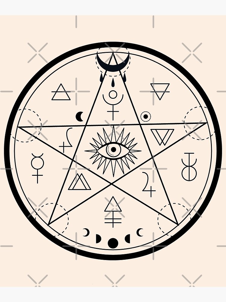 "Halloween pentagram and mystic, fantasy symbols illustration. Esoteric ...
