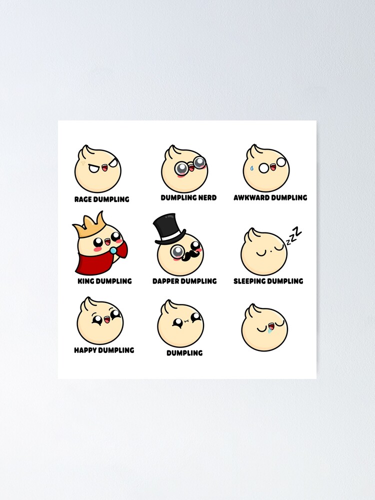 Cute Cartoon Dumpling Sticker Pack Bao Kawaii Poster For Sale By