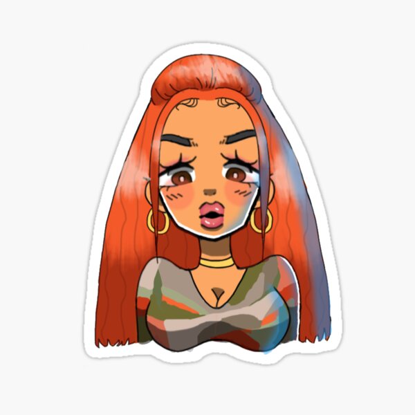 "Cardi B Orange Hair 1" Sticker for Sale by cardiisshook | Redbubble