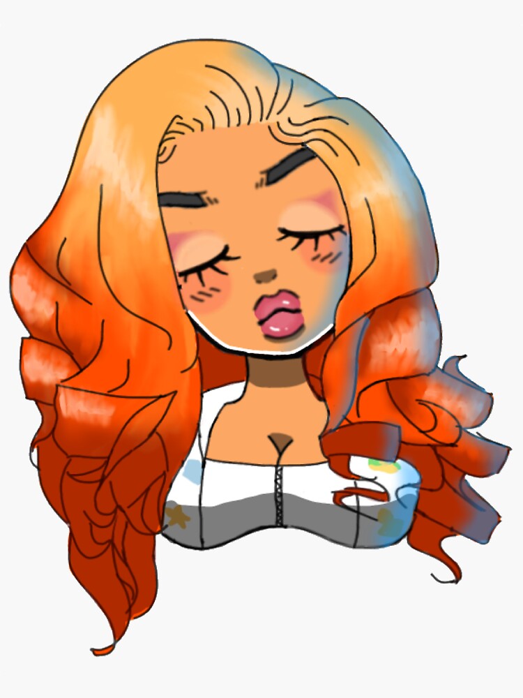 "Cardi B Orange Hair 2" Sticker for Sale by cardiisshook | Redbubble