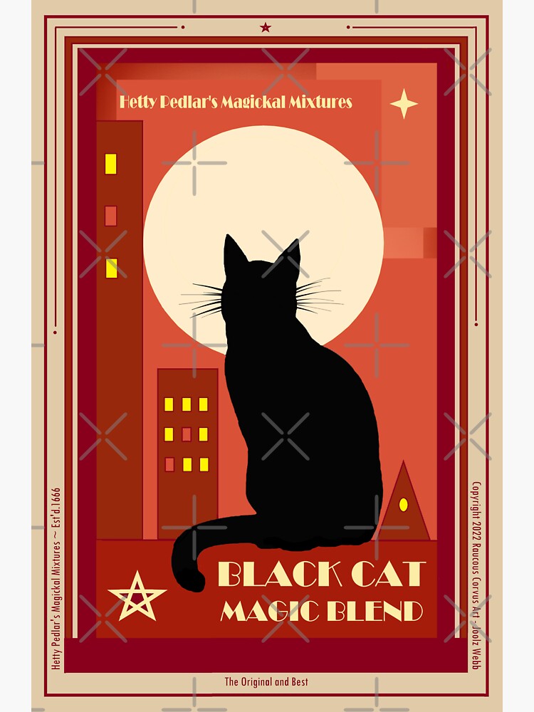 "Vintage Black Cat Magic" Sticker for Sale by RaucousCorvusUK | Redbubble