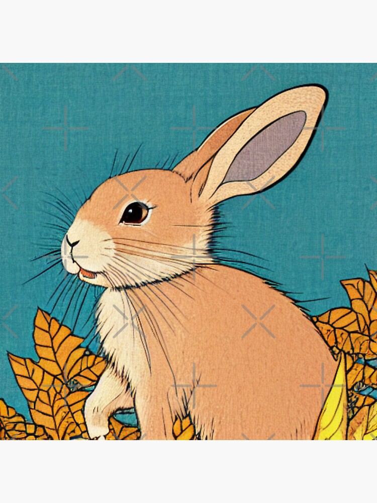 "Japanese Autumn Vibes Cutest Brown Mini Rex Rabbit " Sticker for Sale ...