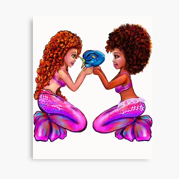 "Best mermaid gifts 2022. 2 Anime black and white mermaids with blue ...