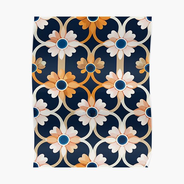 "Seamless blue floral pattern" Poster for Sale by UnlockingDesign ...