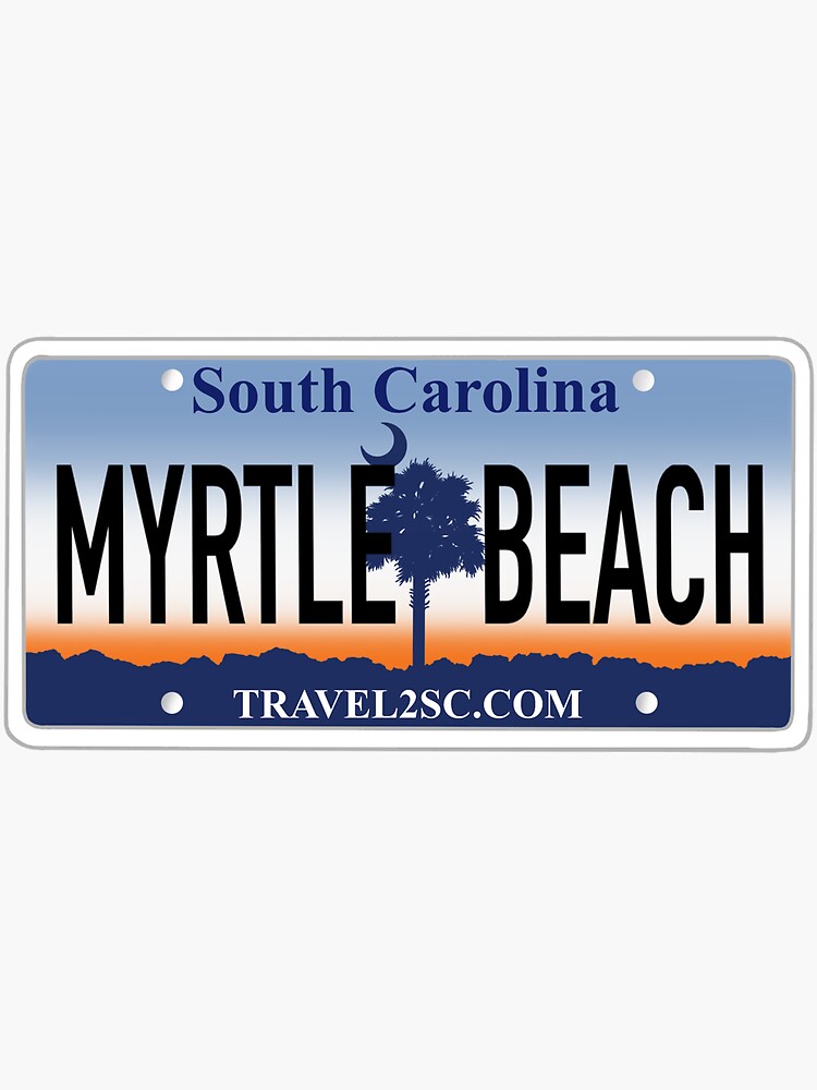 "South Carolina Myrtle Beach License Plate" Sticker for Sale by mponeal ...