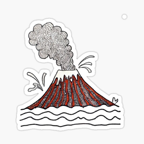 "Hand-drawn style Volcano Eruption" Sticker for Sale by digitalsunAI ...