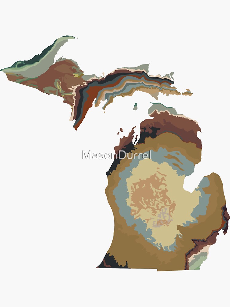 "Michigan Rock Map" Sticker for Sale by MasonDurrel | Redbubble