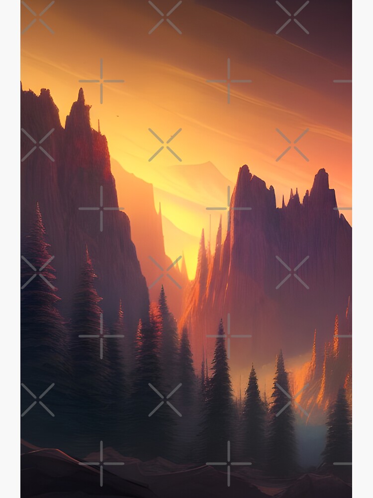"Pinewood Mountain Sundown" Sticker for Sale by Nylaria | Redbubble