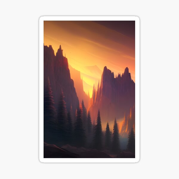 "Pinewood Mountain Sundown" Sticker for Sale by Nylaria | Redbubble