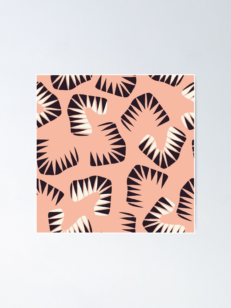 "Colorful Abstract Biting Teeth Triangles Pattern In Peach Pink Black ...